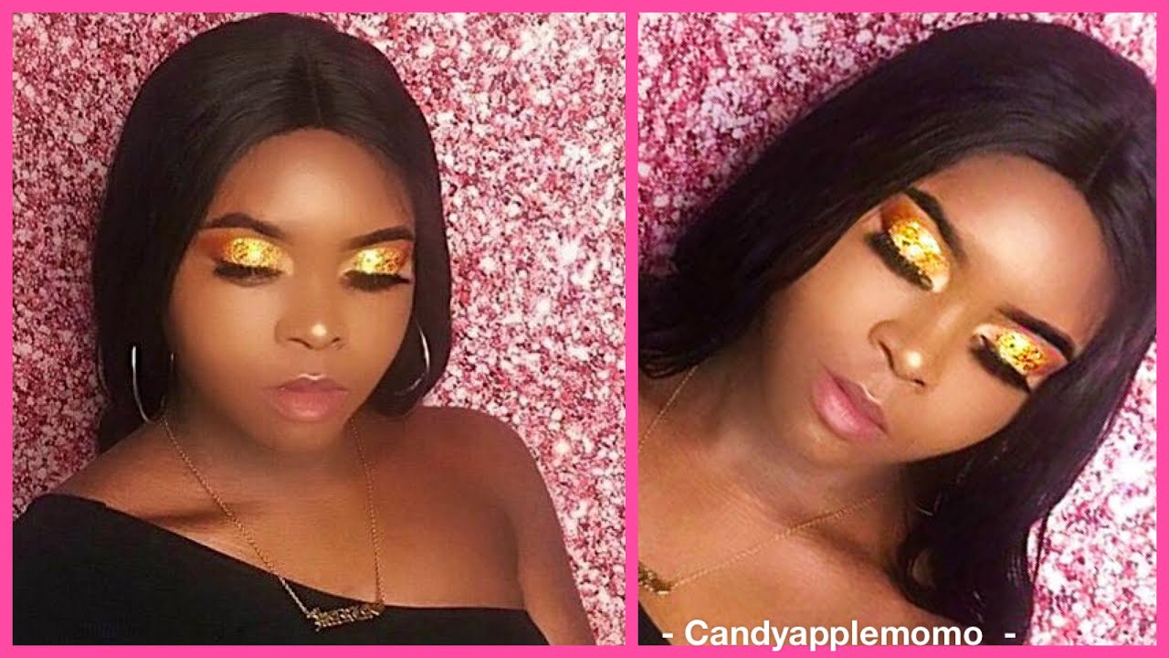 DETAILED GOLD GLITTER CUT CREASE MAKEUP TUTORIAL|PRACTICE TEST ON ...