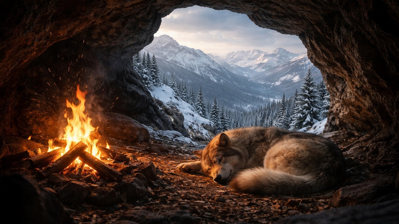 Relaxing Sleep Music 🐺 Fire Sounds & Winter Ambience for Deep Sleep ...