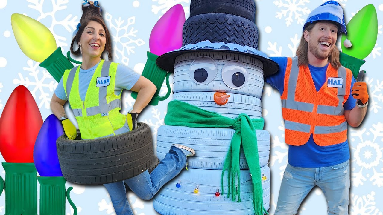 ⛄Handyman Hal & Awesome Alex Build a Giant Tire Snowman! ️Christmas ...