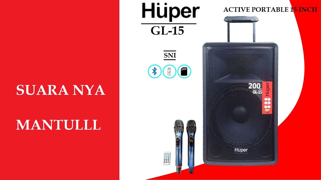 REVIEW SPEAKER PORTABLE 15 INCH HUPER GL-15 / GL15 - YouTube