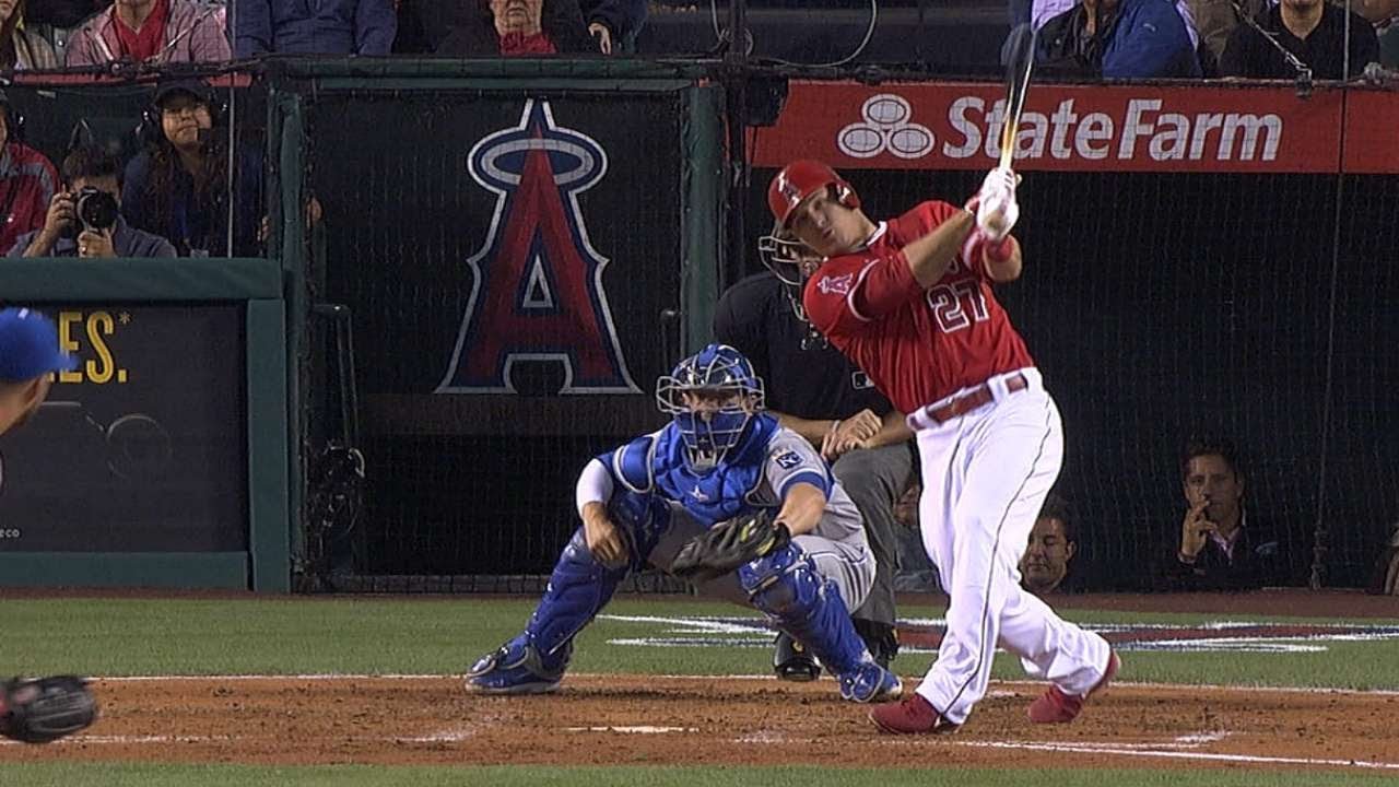 KC@LAA: Trout shows off his power, throwing arm - YouTube