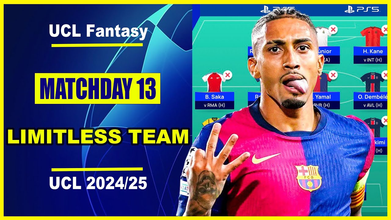 UCL Fantasy Matchday 13: BEST LIMITLESS TEAM | Champions League Fantasy Tips 2024/25 - YouTube