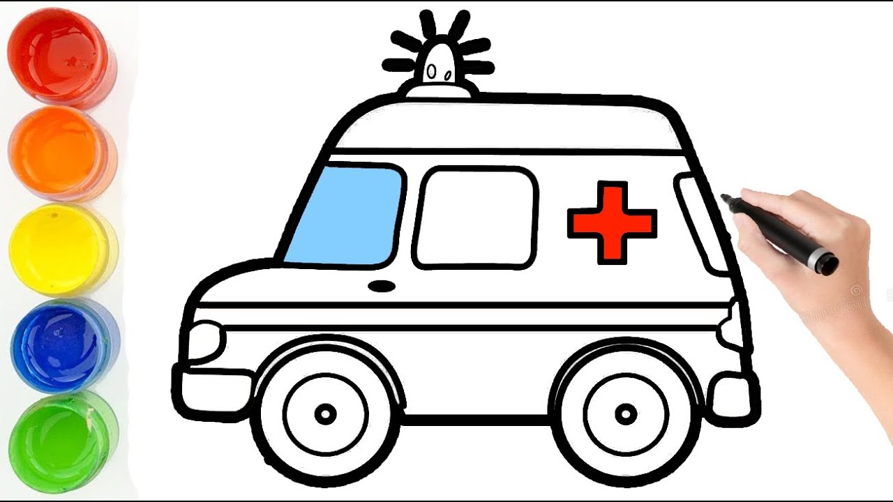 Ambulance Drawing and Coloring For Kids || How To Draw an Ambulance ...