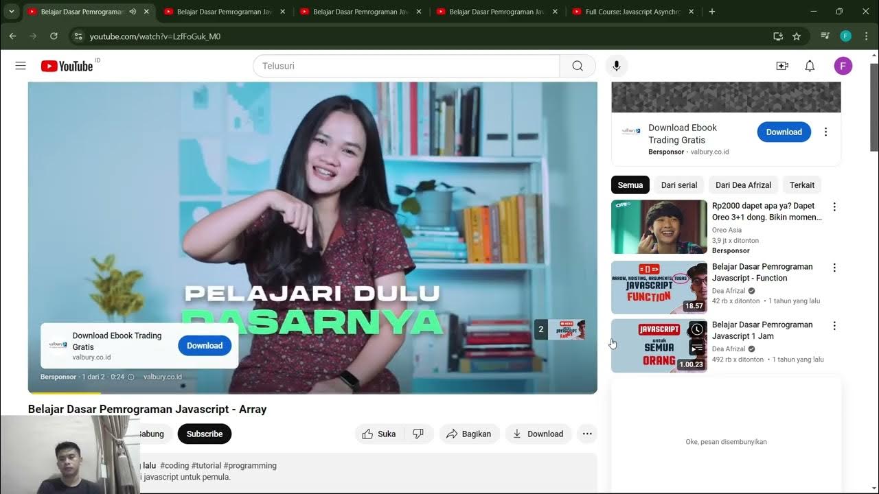 TUGAS 3 DASAR PEMROGRAMAN MOBILE | Dasar Pemrograman JavaScript (menonton) - YouTube