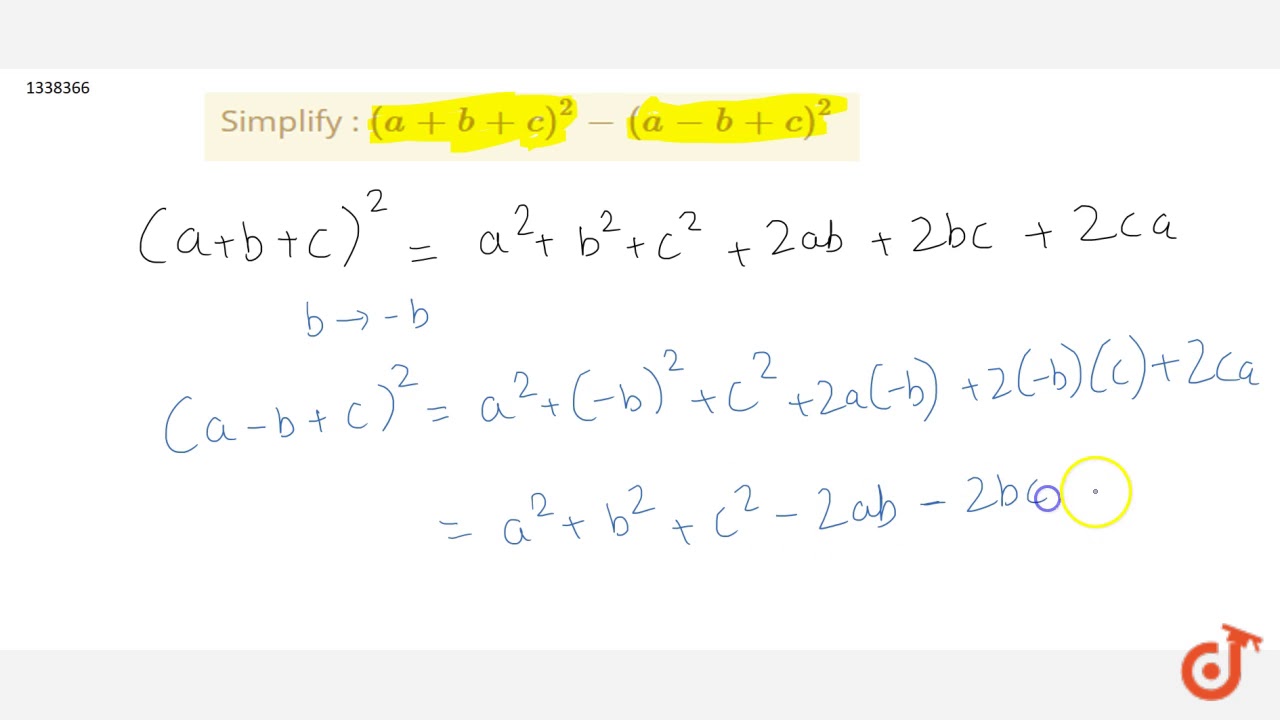 Simplify a b c 2 a b c 2 YouTube
