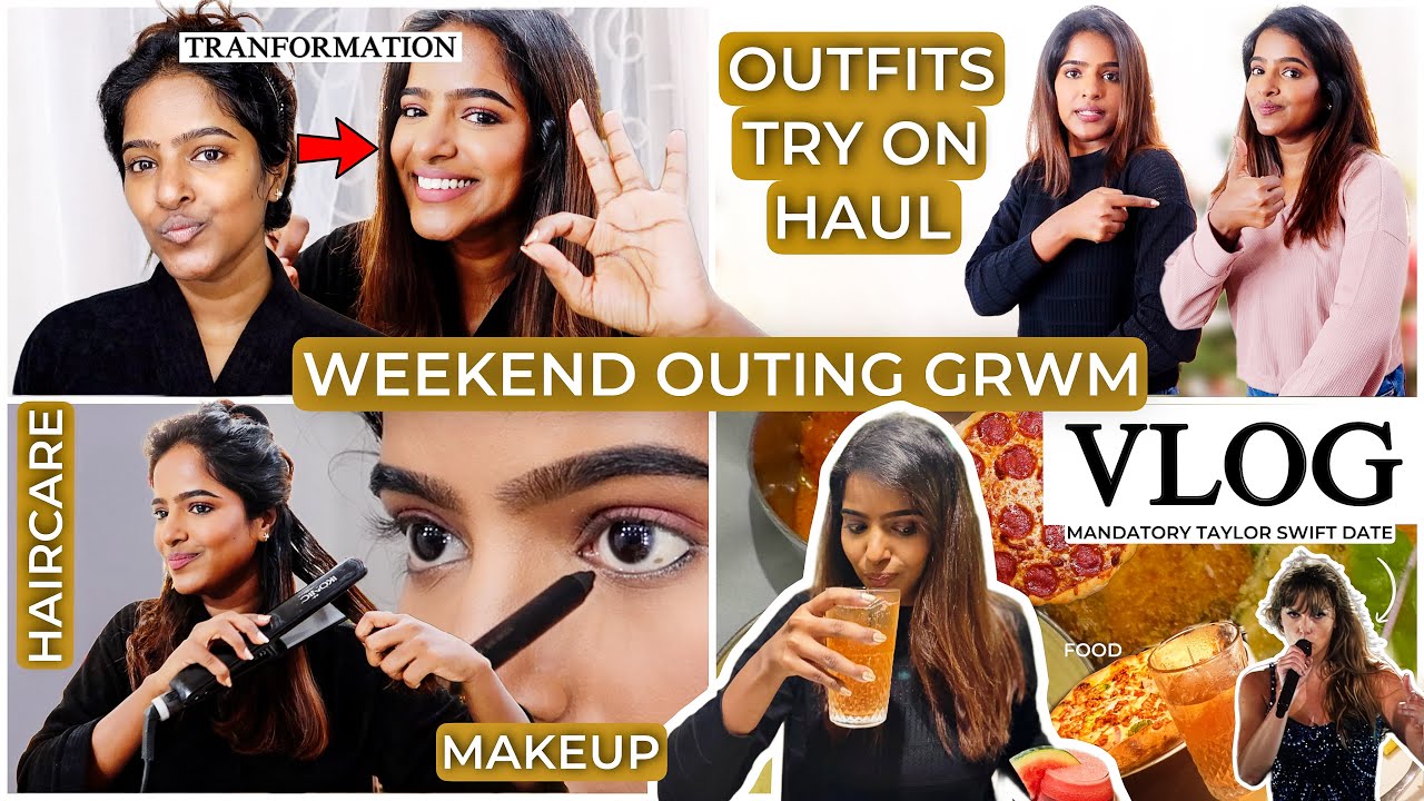 Vlog-GRWM For Weekend Outing-Skincare,Makeup,Haircare,Outift Try On ...