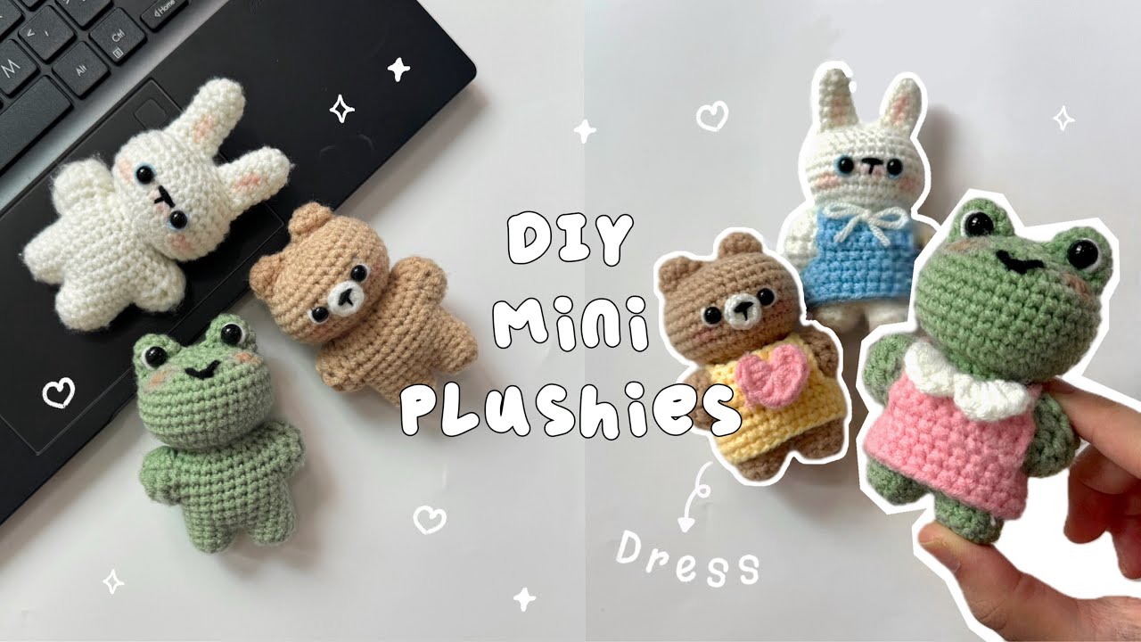 Crochet Mini Dress Up Plushies Tutorial | Bear, Bunny & Froggy | Plus ...