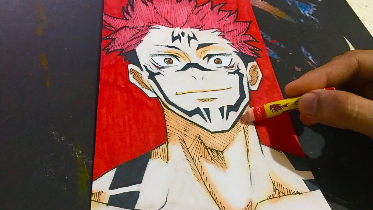 Drawing “Sukuna” from Jujutsu Kaisen | using oil pastel | time-lapse # ...