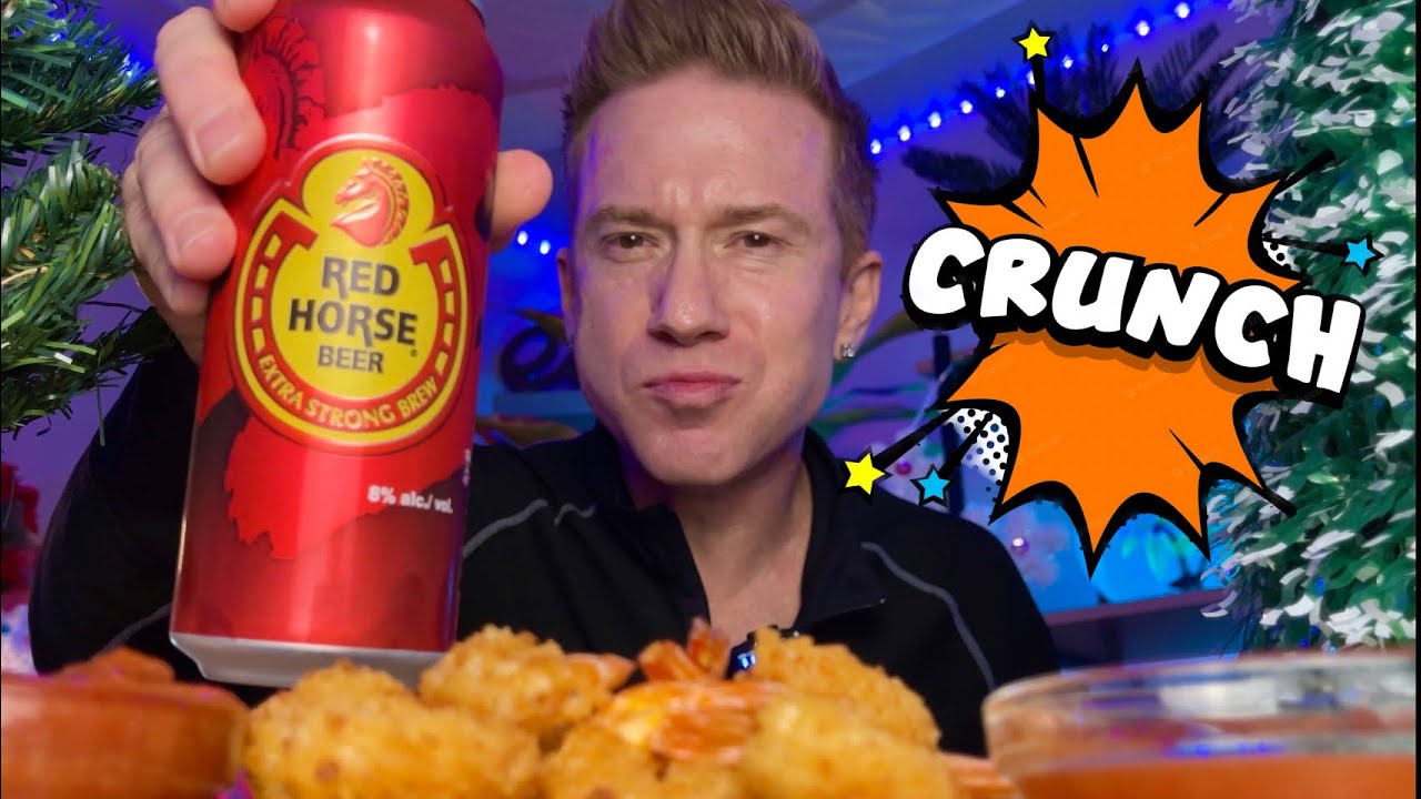 ASMR | Extremely CRUNCHY Shrimp & Red Horse BEER | Chris Eats Stuff ...