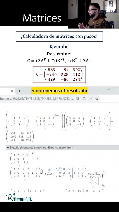 Calculadora de matrices con pasos matrixcalc.org #matematica #algebra #matrices #latinoamerica ...