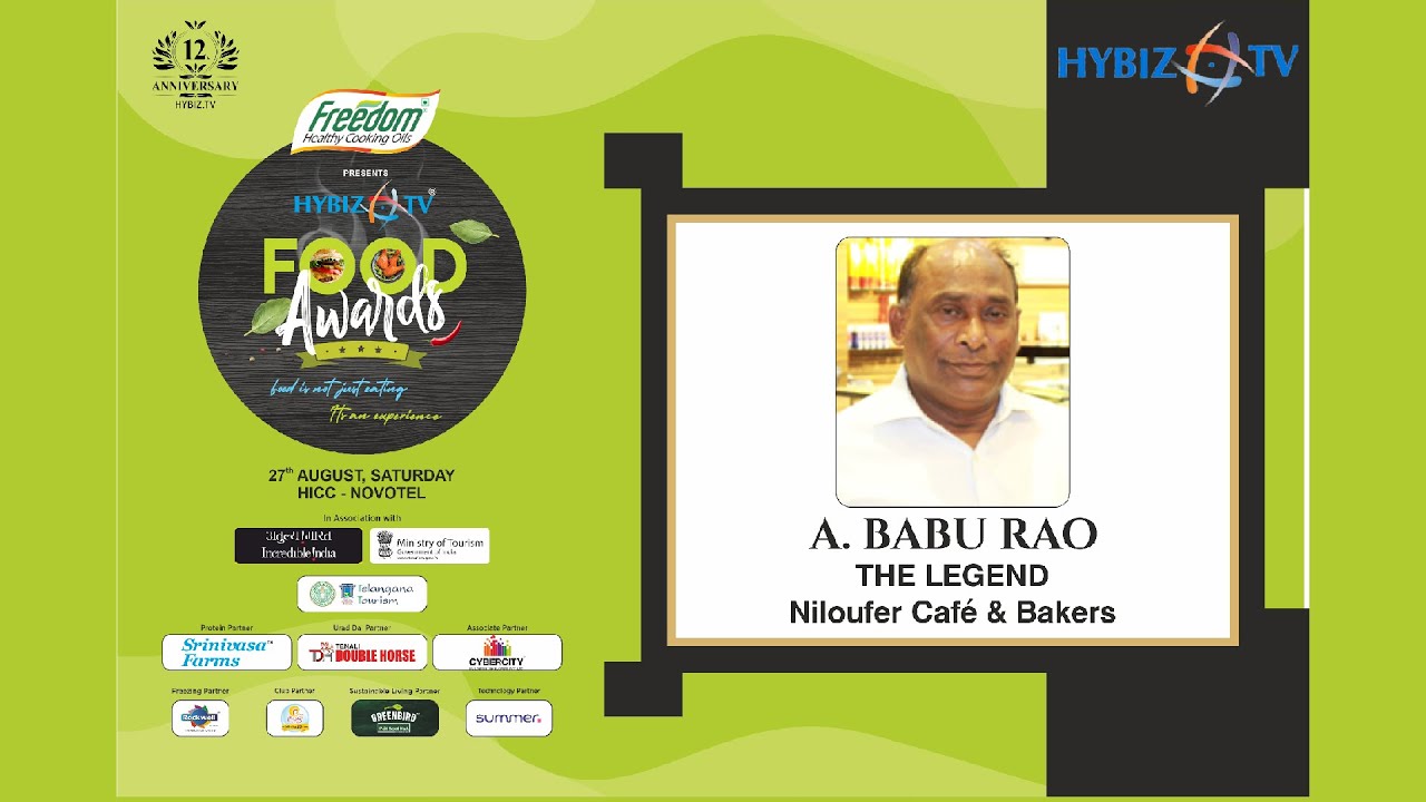 Niloufer Cafe Owner Babu Rao | The Legendary Awards | Hybiz Tv Food ...