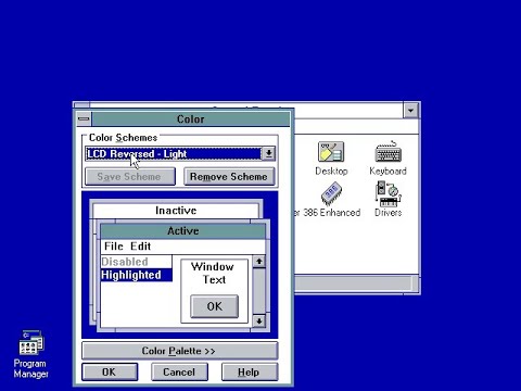 Windows 3.1 - Color schemes - YouTube