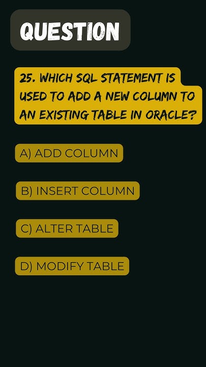 Oracle DBA Quiz - 25: Adding Columns in SQL #oracledbaonlinetraining #oracledba - YouTube