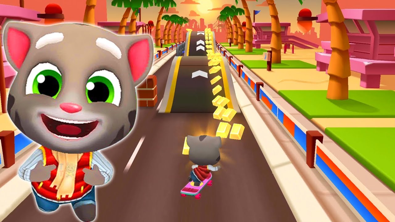 FROZEN TOM Chasing Boss in Skateboard World - Talking tom gold run 😡😡 ...