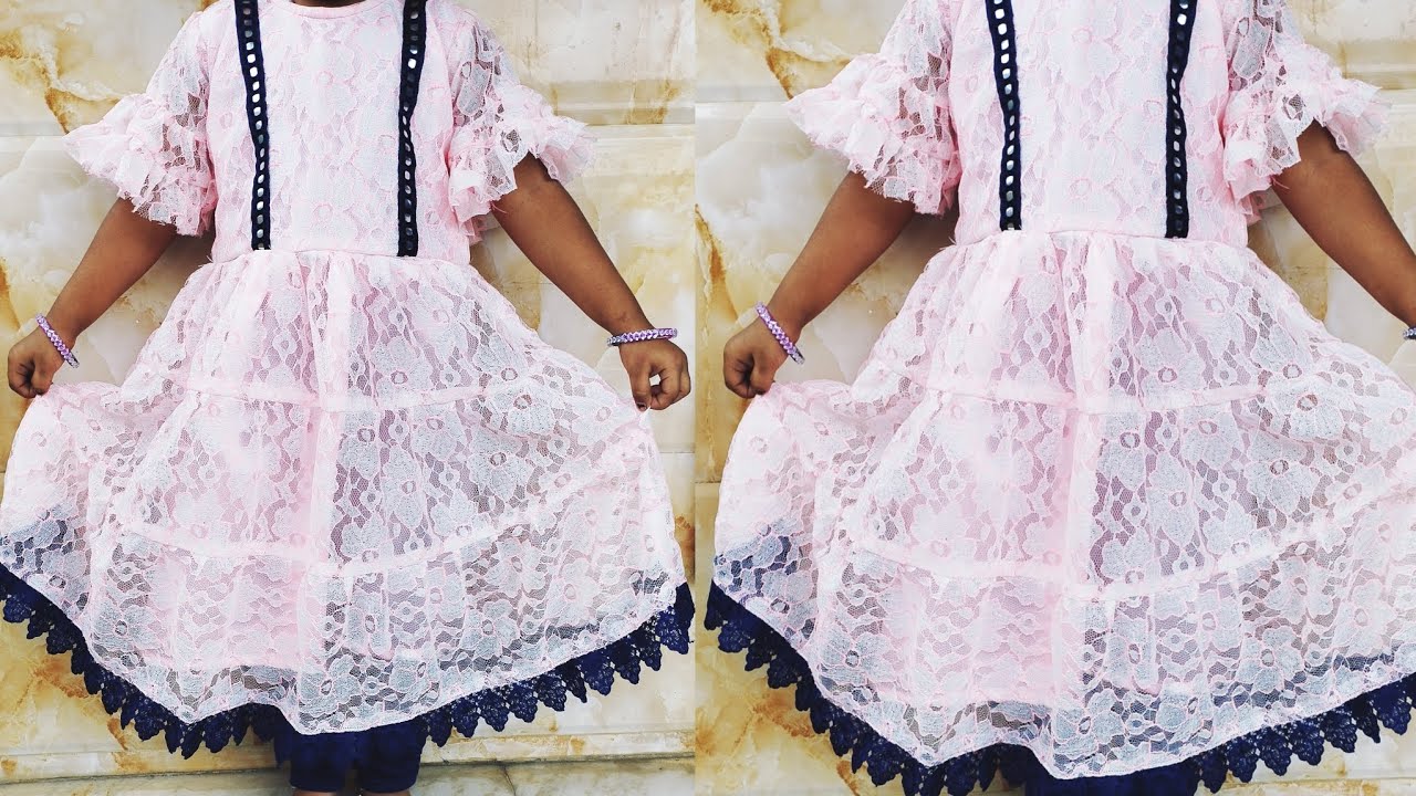 3to4 years Kids Frill frock cutting and stitching with Leftover pieces ...
