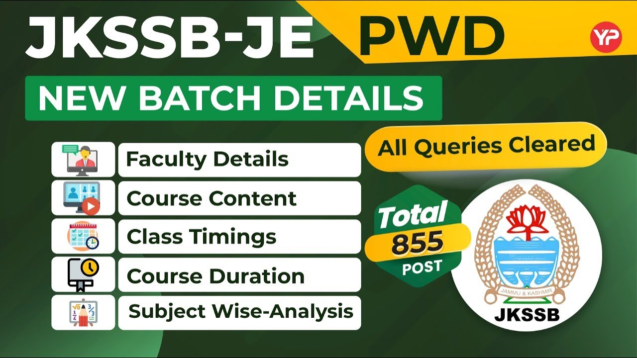 All Queries related to New Batch JKSSB JE PWD Department Civil Branch written exam preparation ...