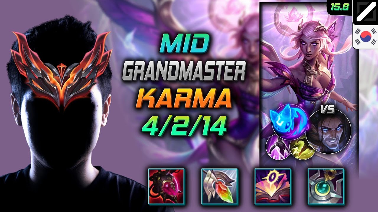 카르마 미드 템트리 룬 악의 콩콩이 - Karma Mid - 롤 KR 천상계 패치 15.8 - YouTube