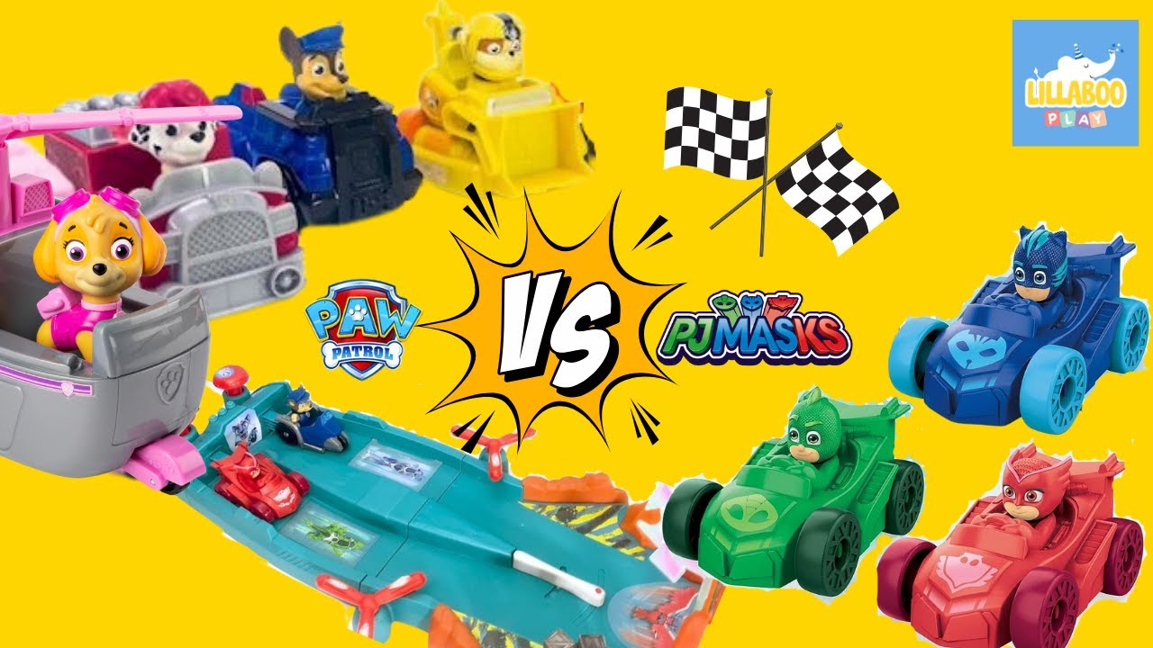 FULL EPISODE The Great Race Paw Patrol vs PJ Masks Toy Learning Video # ...