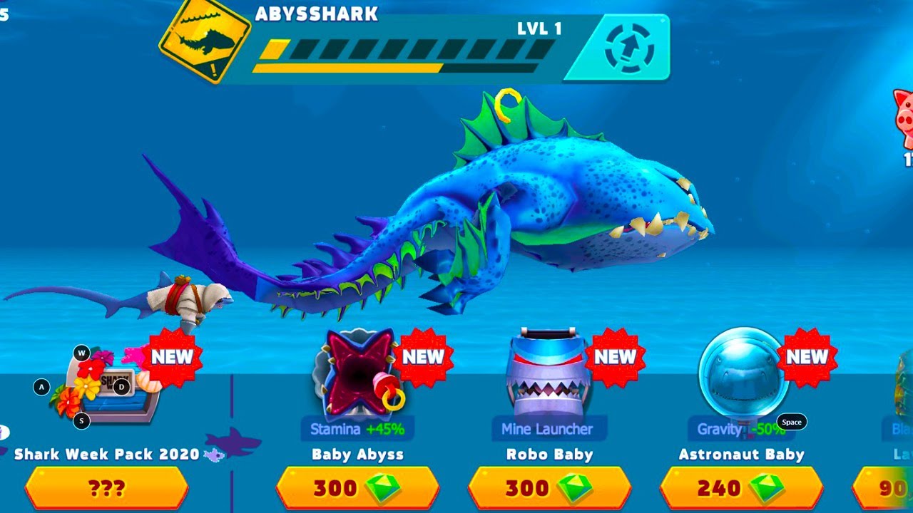 Hungry Shark Evolution - ABYSSHARK - All Evolutions - YouTube