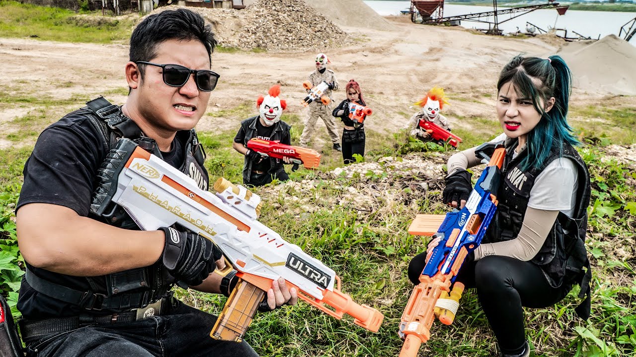 LTT Films : Silver Flash SEAL Nerf Guns Fight Criminal Clown Mask ...