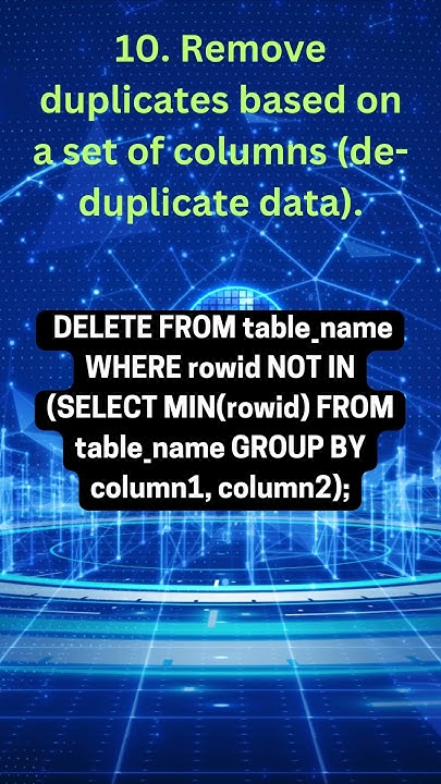 Remove Duplicates Based On A Set Of Columns Sql Interviewpreparation Db Database Youtube