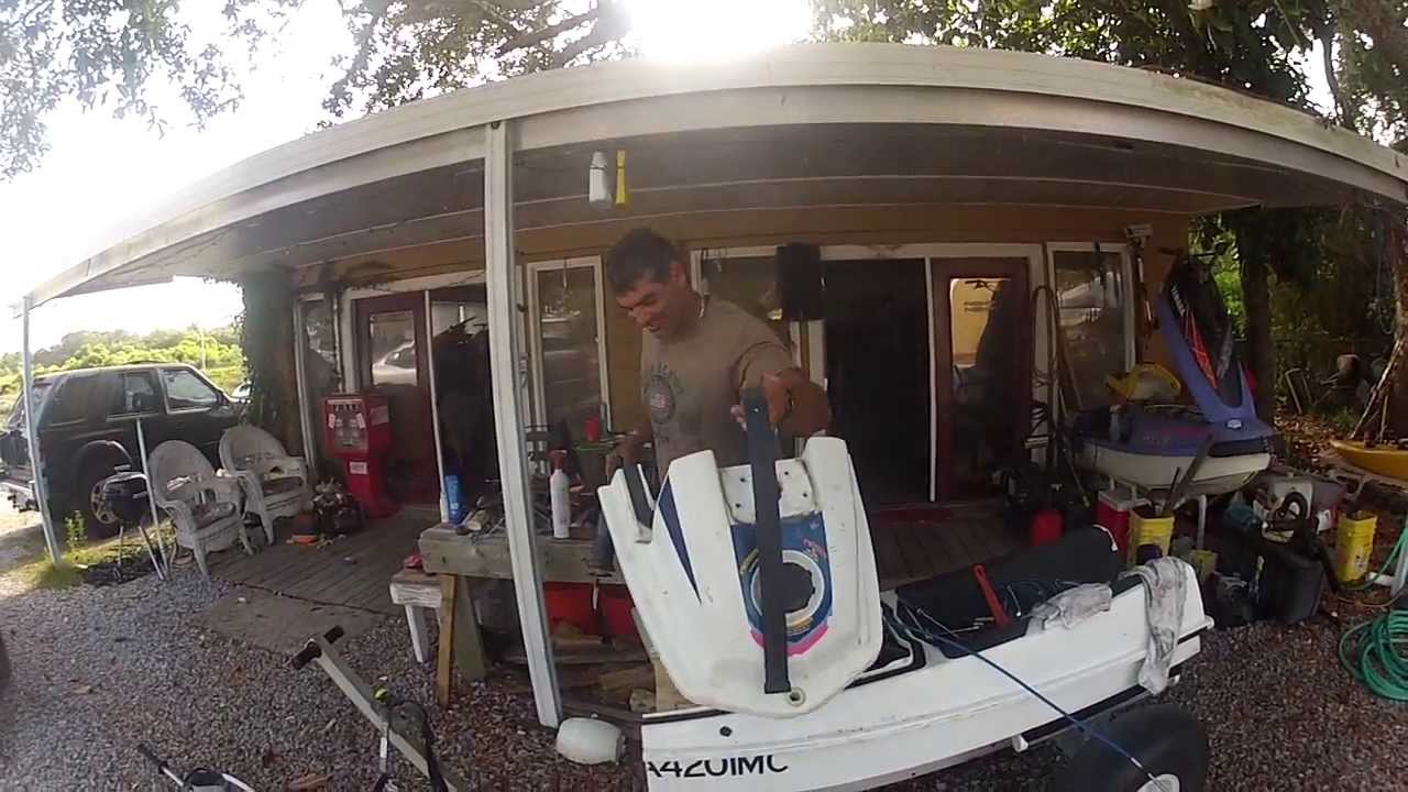 surfango big gas powered kayak!! pt1 thefishstriker.com - YouTube