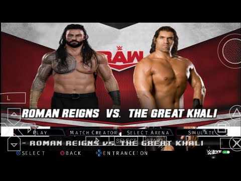 WWE RAW ROMAN REIGNS VS THE GREAT KHALI FULL MATCH WWE 2K21 PSP.