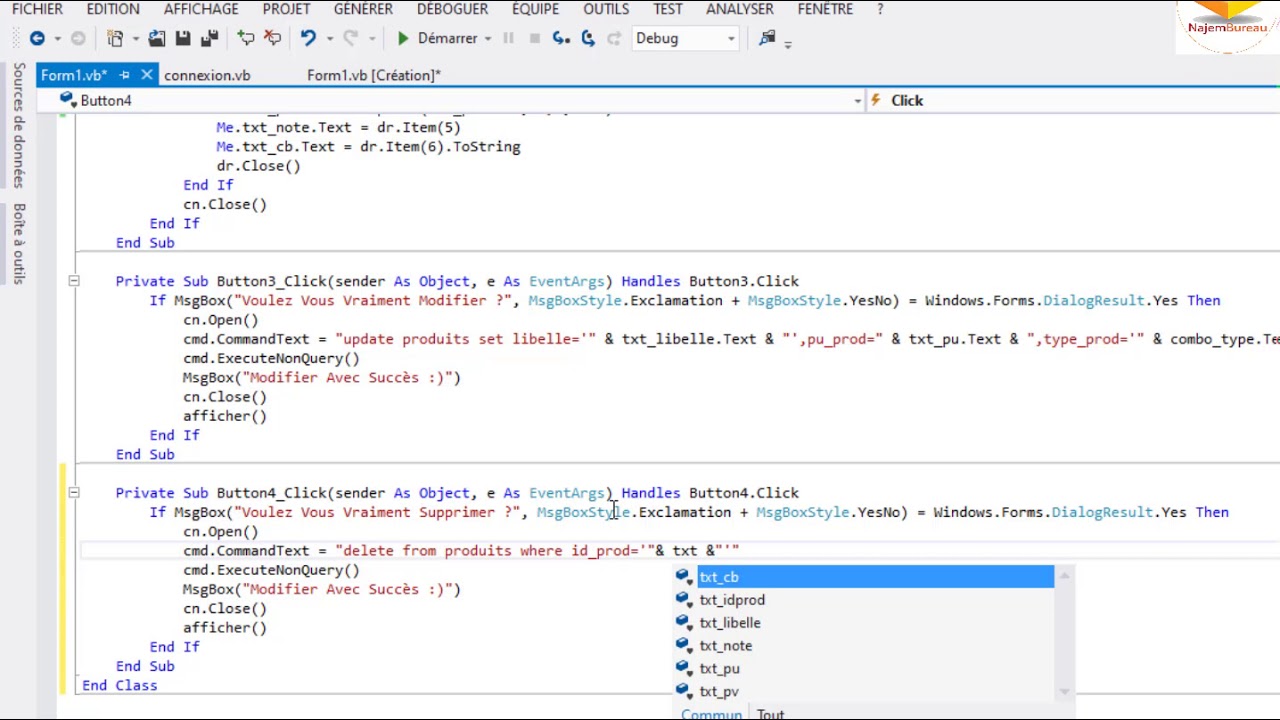Gestion Stock:Supprimer des données dans une base de données SQL Server à l'aide de VB.net (10 ...