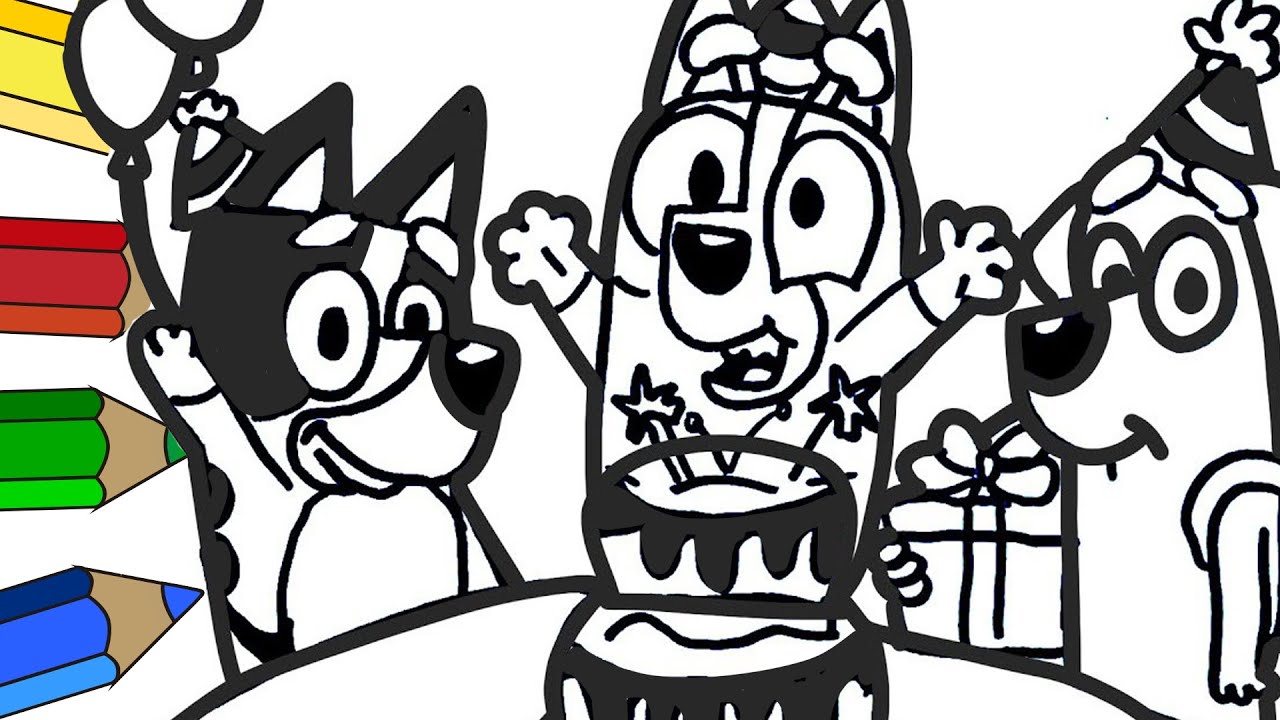 Drawing Bluey's Birthday Party Surprise and Bingo and Lucky🥳 How to ...