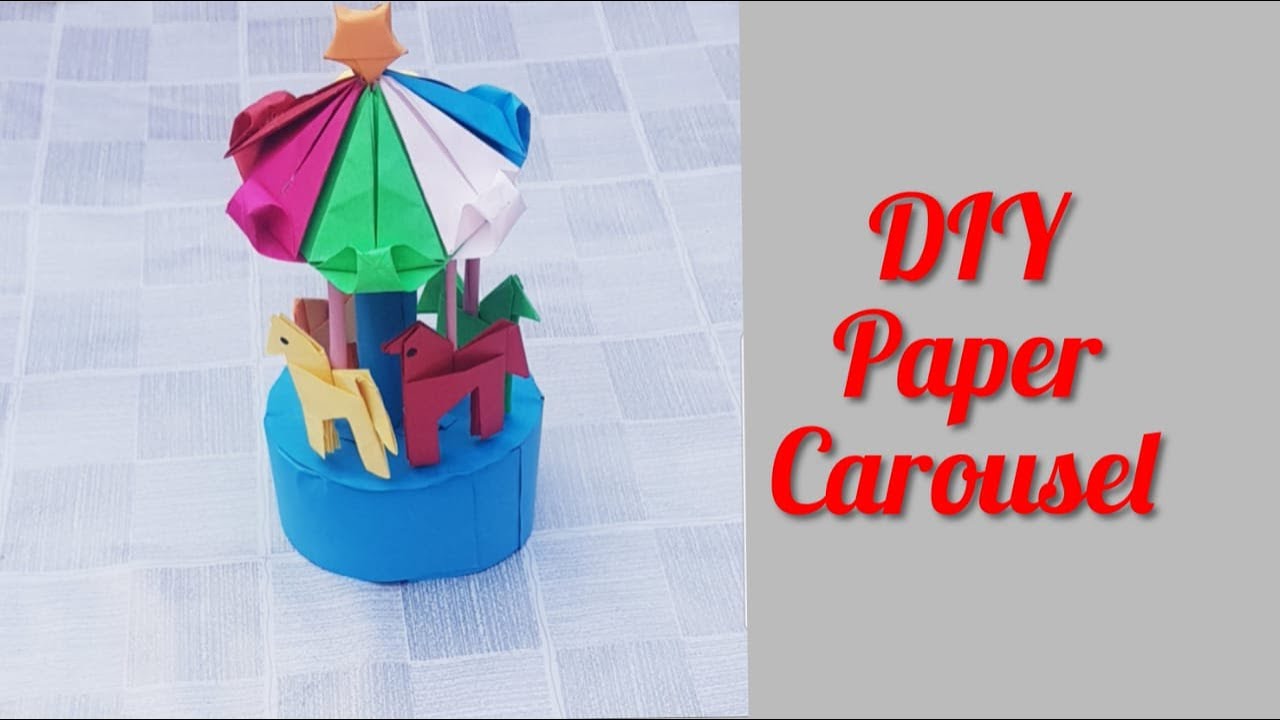Paper Carousel Gift Step by Step | Diy Horse Carousel idea | Paper Gift ...