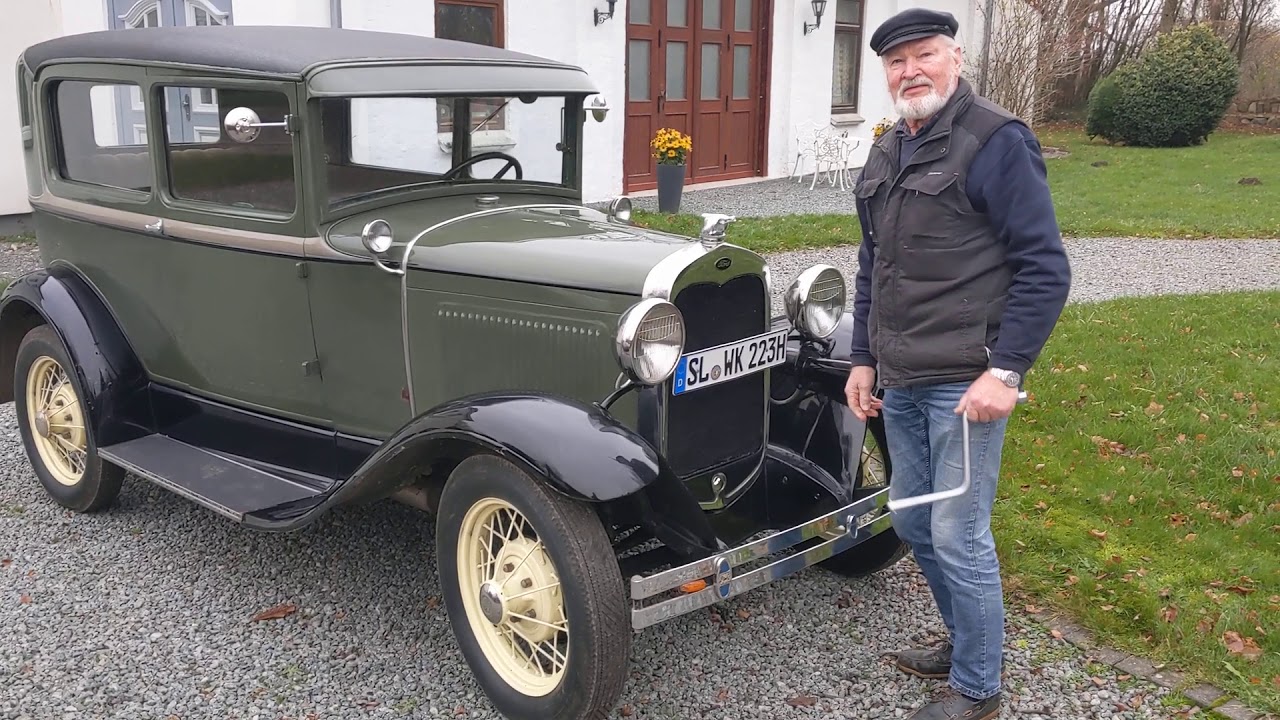 Ford Model A Handstart - hand crank start - YouTube