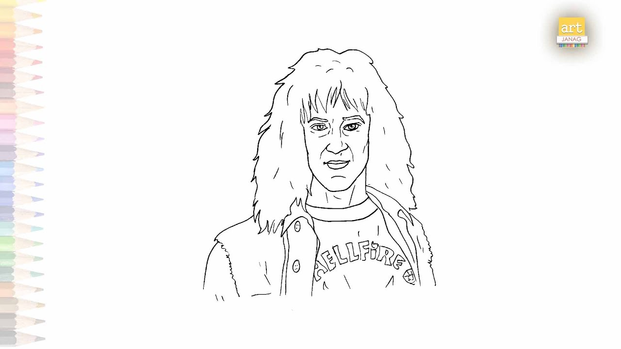 Eddie Munson drawings | Outline drawings | How to draw Eddie Munson ...