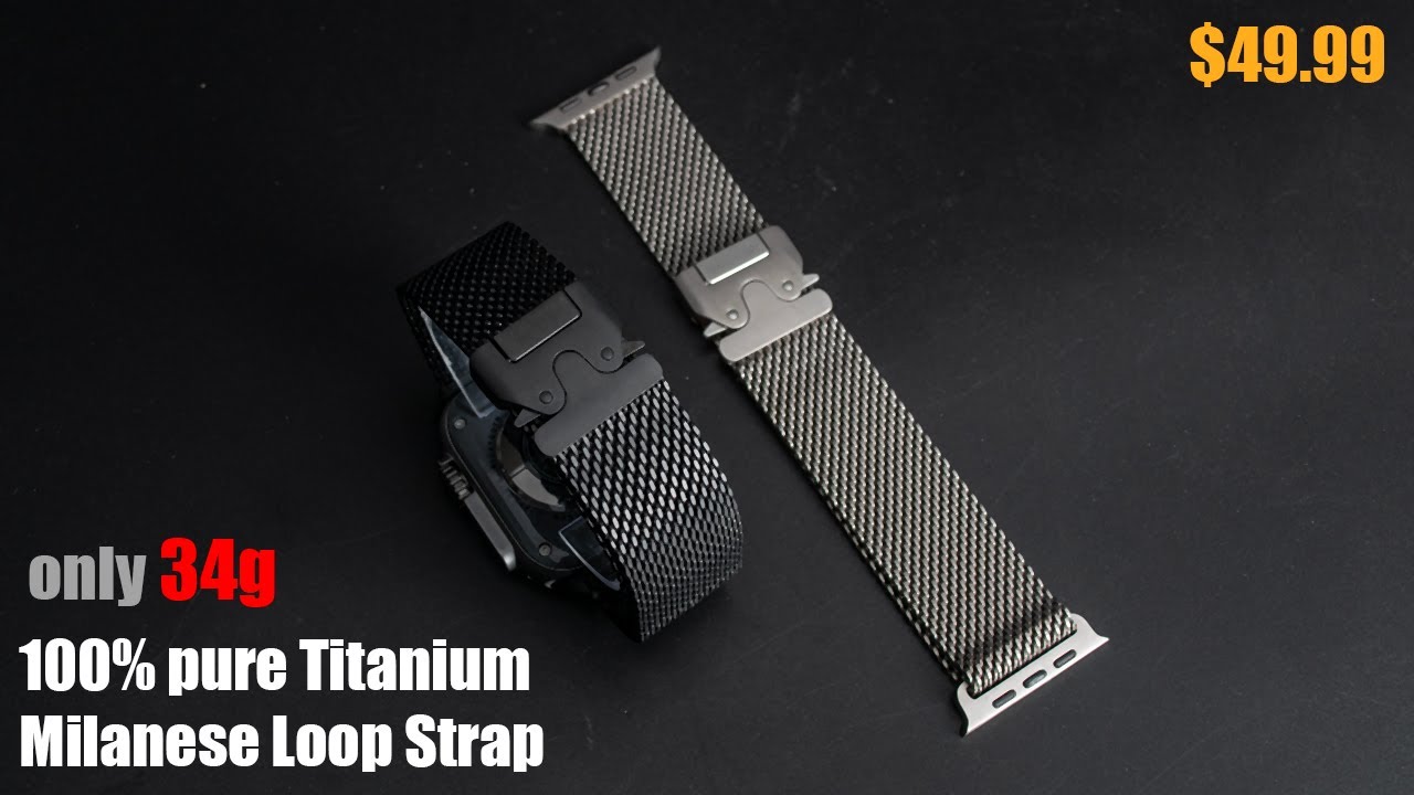 100% pure Titanium Milanese Loop Strap Black & Titanuim Color for Apple ...