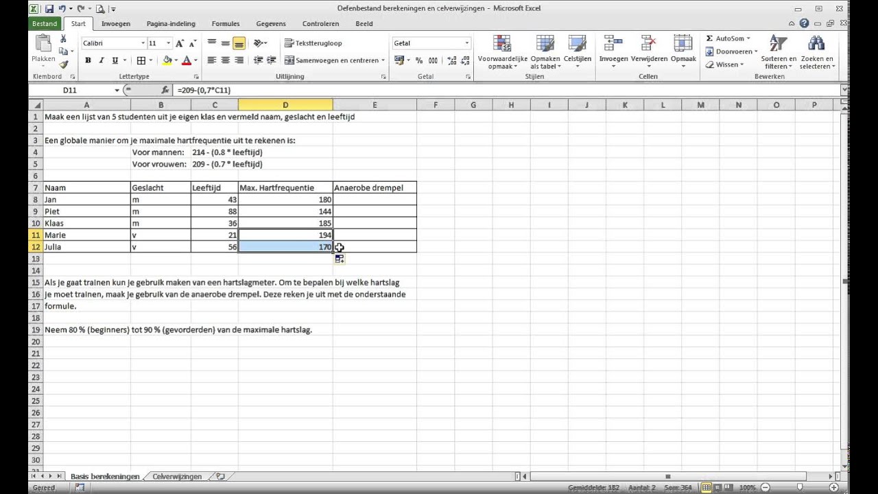 Excel 6 1 Extra oefening berekeningen - YouTube