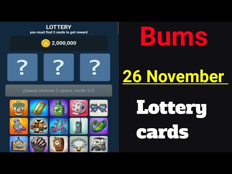 Bums today lottery card 26 November , bums daily lottery cards , 26 ...