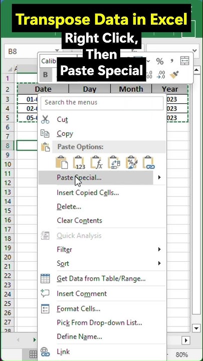 How to Transpose Data in Excel | Change Rows into Columns | #excel #exceltips #exceltutorial ...