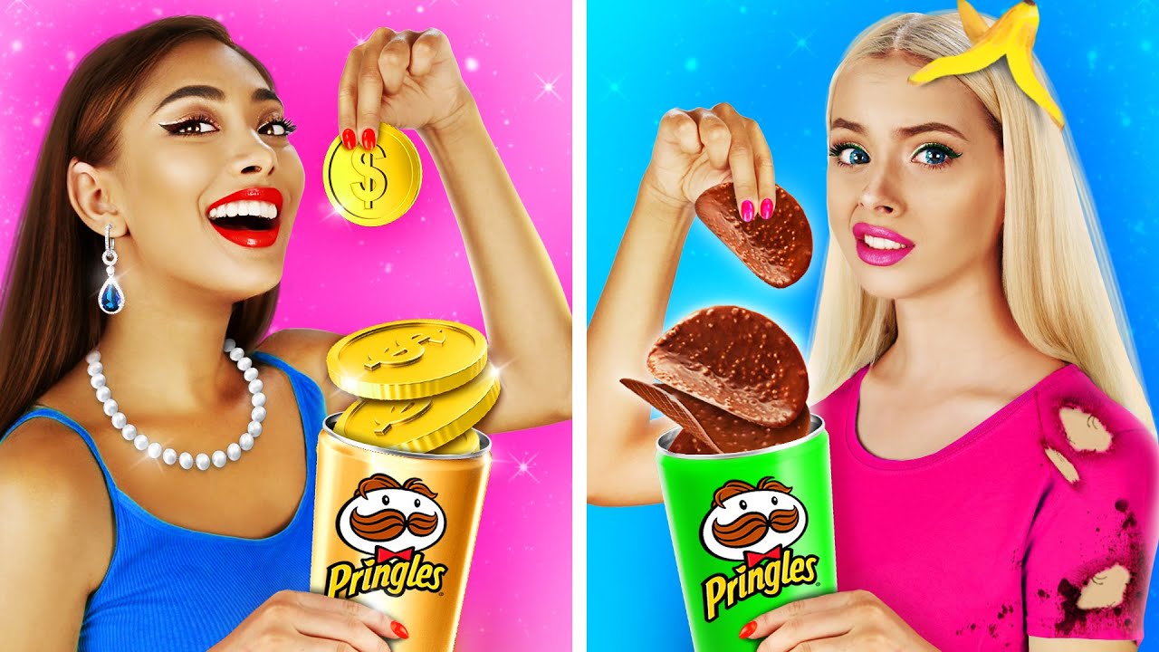 RICH FOOD VS POOR FOOD | Eating Expensive Giant Burger & Cheap Cake ...