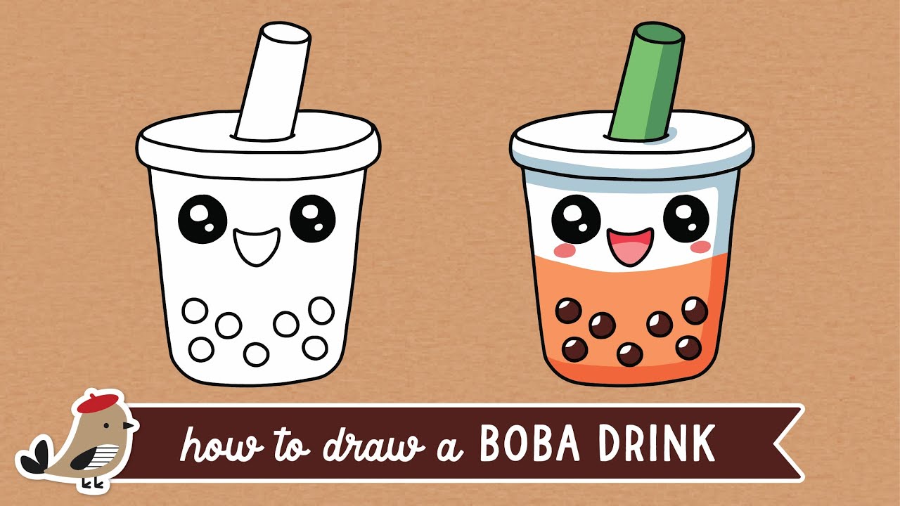 How To Draw A Cute Boba Drink | Easy Drawing For Kids - YouTube