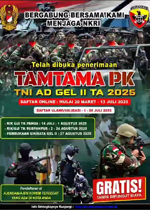 Penerimaan Tamtama PK TNI AD Gelombang II TA 2025 Dibuka‼️ - YouTube