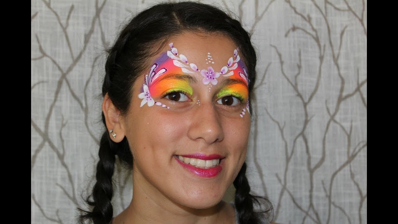 Flower Mask Face Painting Design - YouTube