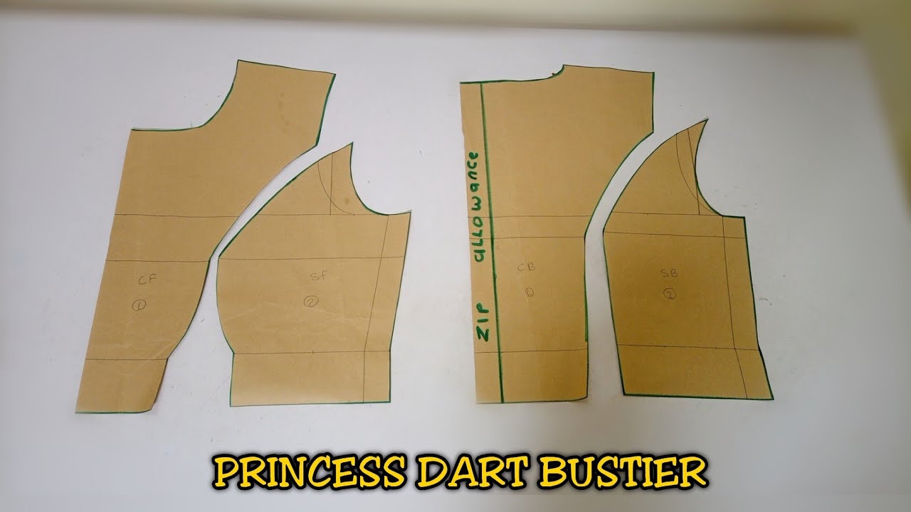 How to easily draft a PRINCESS DART BUSTIER pattern for beginners ...