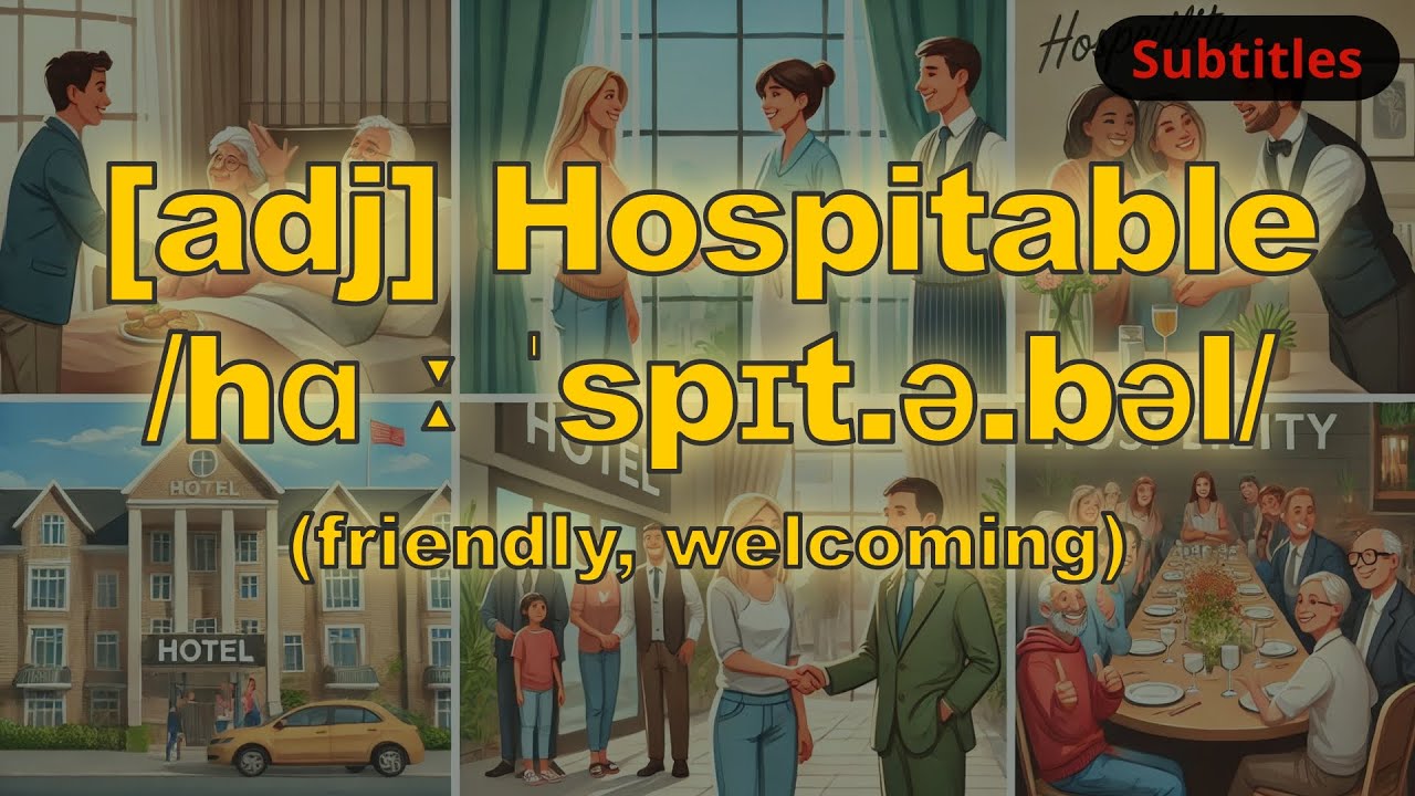 [adj] Hospitable meaning (friendly, welcoming) with 5 examples - YouTube