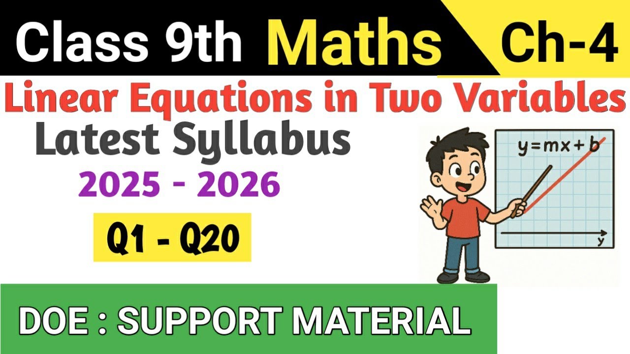 Class 9 Maths Chapter 4 Linear Equations in Two Variables DOE Support ...
