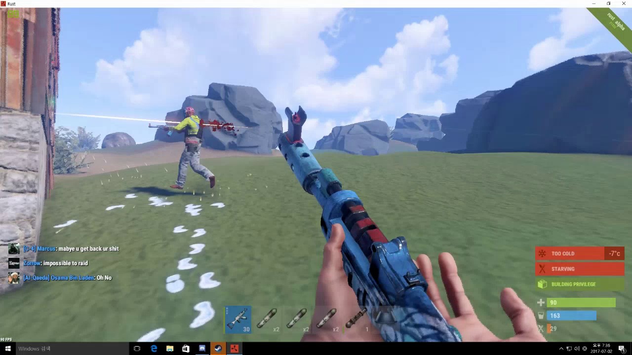 러스트(Rust) 초기화3일차 로켓 19발 시포3개 황금 고블린 레이드! [Rust Rocket 19 C4 3 Raid ...