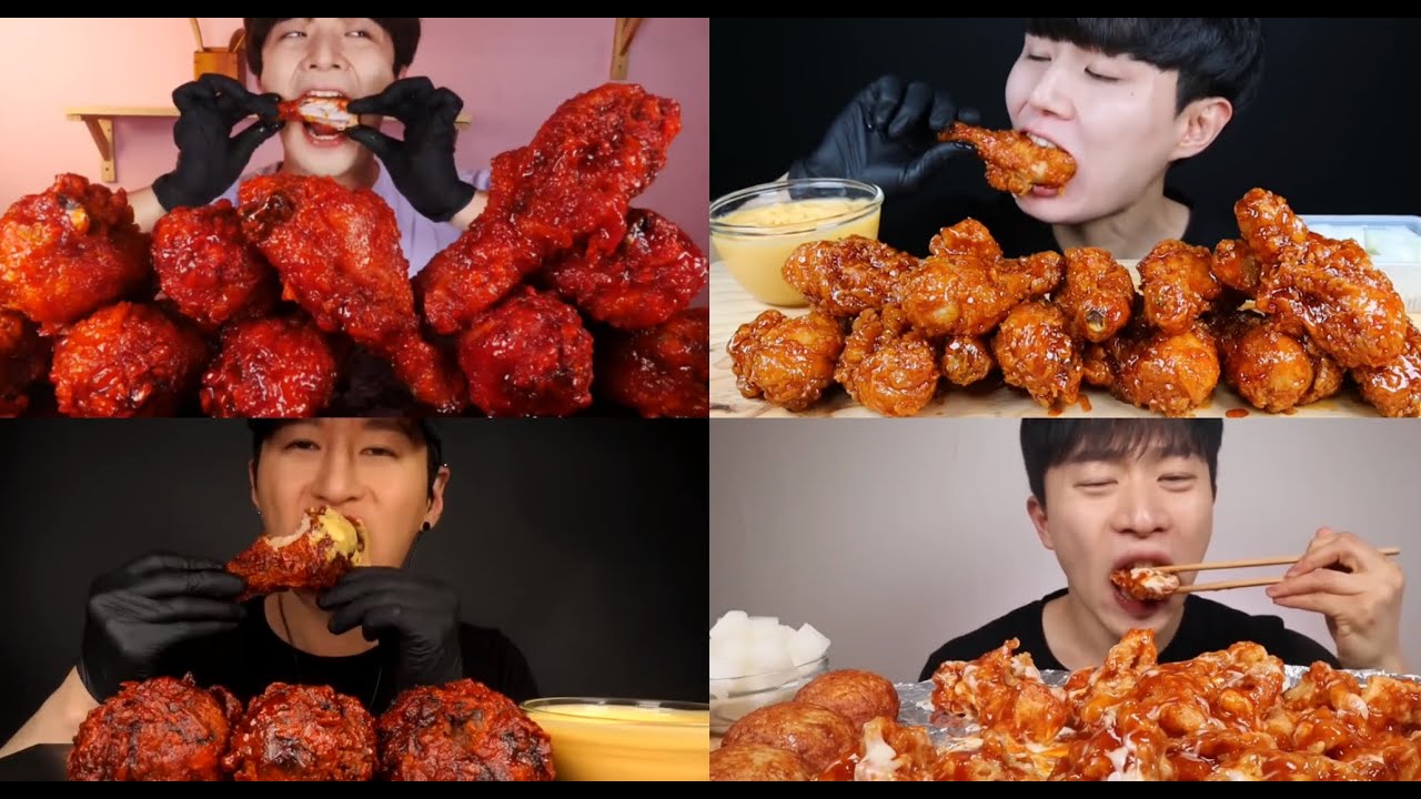 Sweet and spicy chicken mukbang - YouTube