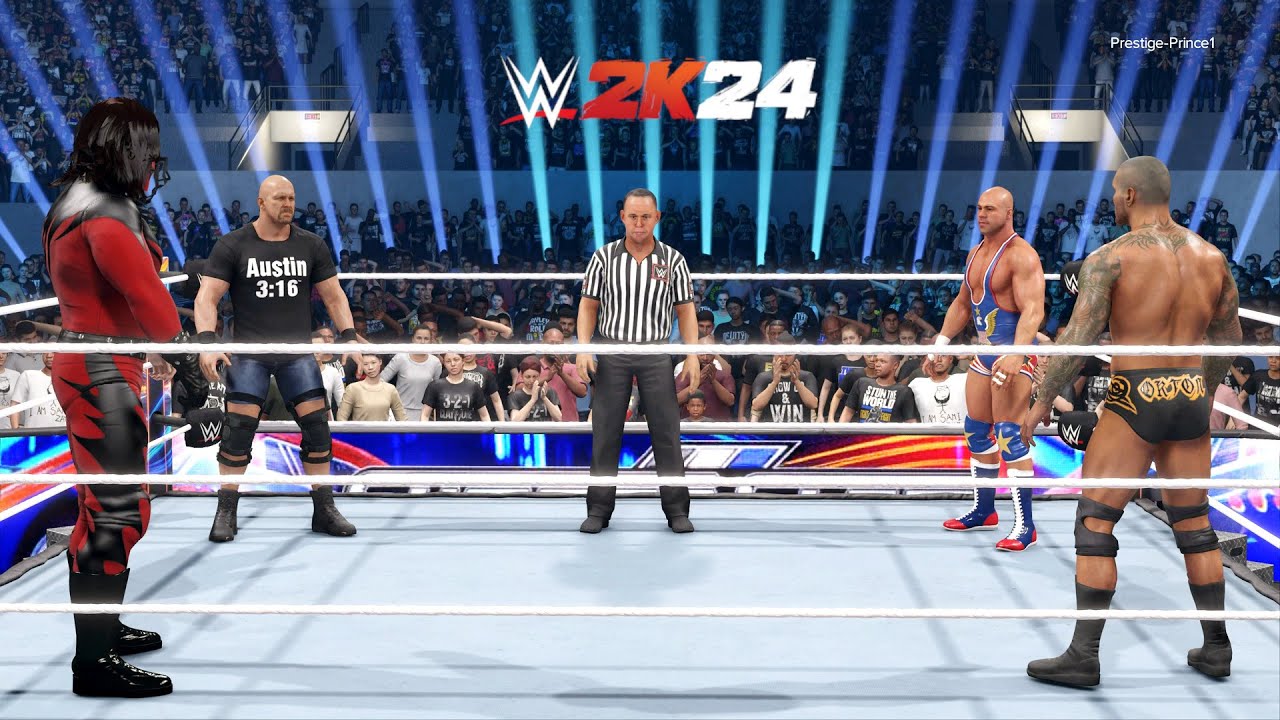 WWE 2K24 - Stone Cold Vs Masked Kane Vs Randy Orton Vs Kurt Angle FATAL ...