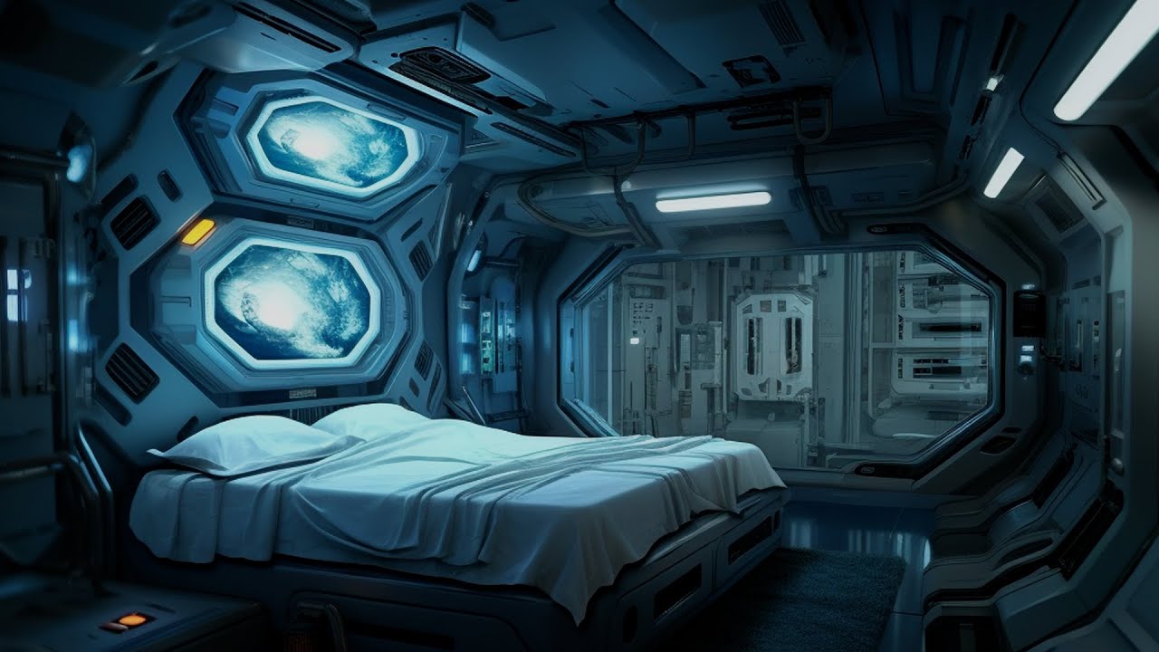 Space Station ISS 4 Crew Bedroom. Sci-Fi Ambiance for Sleep, Study ...