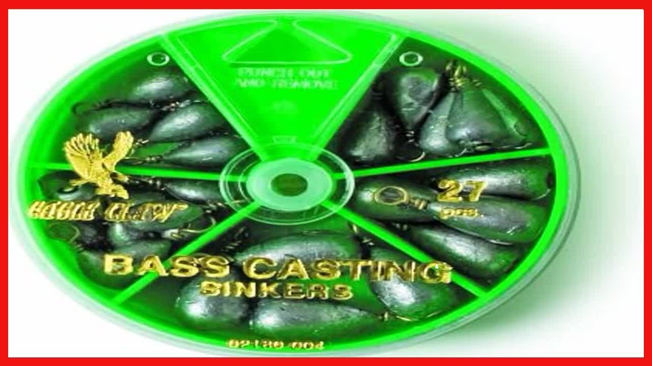 Eagle Claw Bass Casting Sinker Assortment, 27 Sinkers, Plain Lead, Assorted Sizes, Dial Pack ...