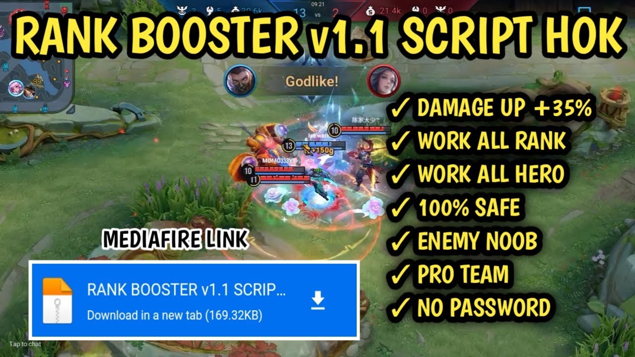 RANK BOOSTER v1.1 SCRIPT DAMAGE UP +35% | HONOR OF KINGS - YouTube