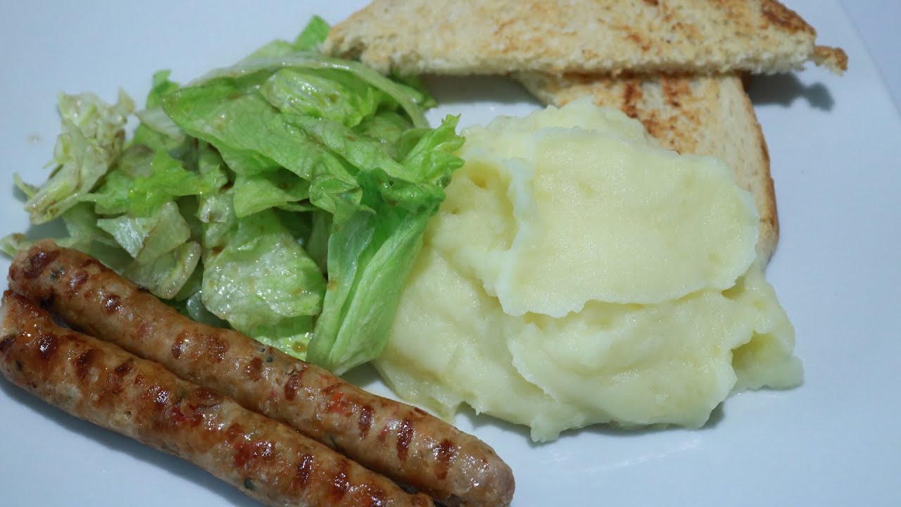 Mashed potato and salad sausages - YouTube
